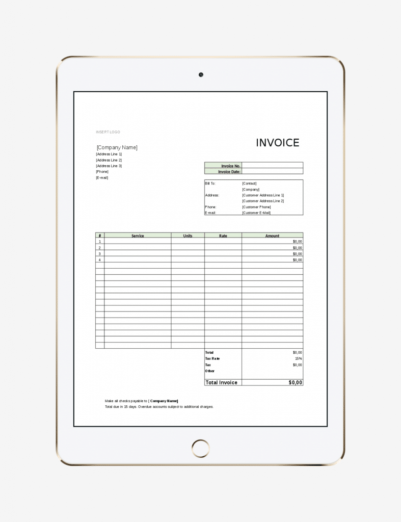 Invoice template - Project Manager Store