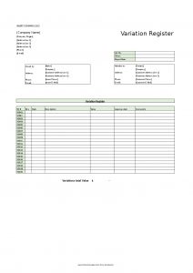 FREE Variation Register Template - Project Manager Store